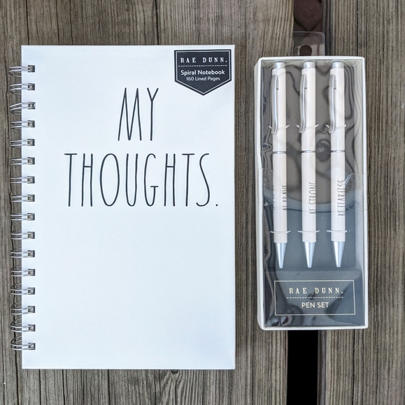 Rae Dunn | Office | Rae Dunn My Thoughts Spiral Notebook 3 Pens Set ...